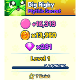 Shiny Mythic Big Rigby BGSI - Bubble Gum Simulator Game Item - Gameflip