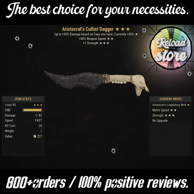 ARIST/SS/S CULTIST DAGGER - Fallout 76 Game Item - Gameflip