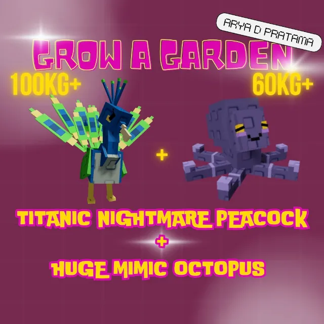 TITANIC PEACOCK 100KG + HUGE MIMIC OCTOPUS 60KG - Grow a Garden Game ...