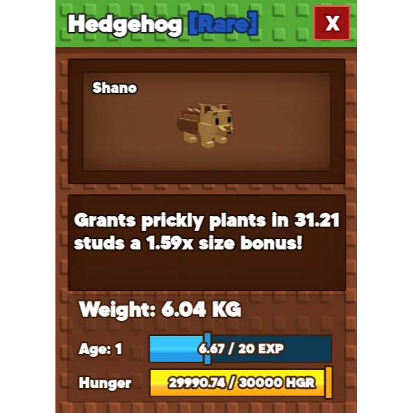Huge Hedgehog 60Kg - Roblox Game Item - Gameflip
