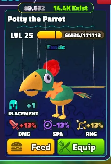 Potty The Parrot - SpongeBob Tower Defense Game Item - Gameflip