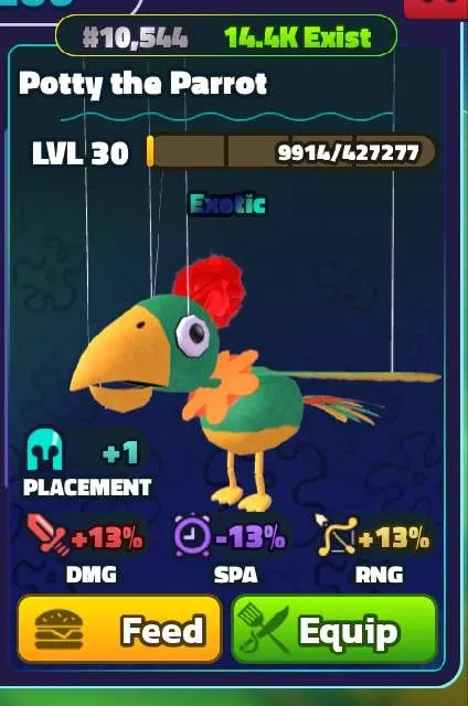 Potty The Parrot - SpongeBob Tower Defense Game Item - Gameflip