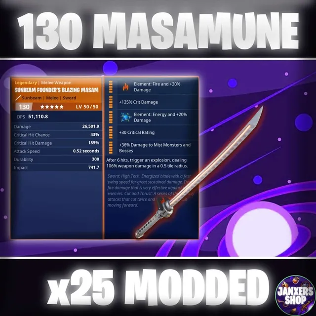 x25 Modded Masamune | Fortnite STW - Fortnite Game Item - Gameflip