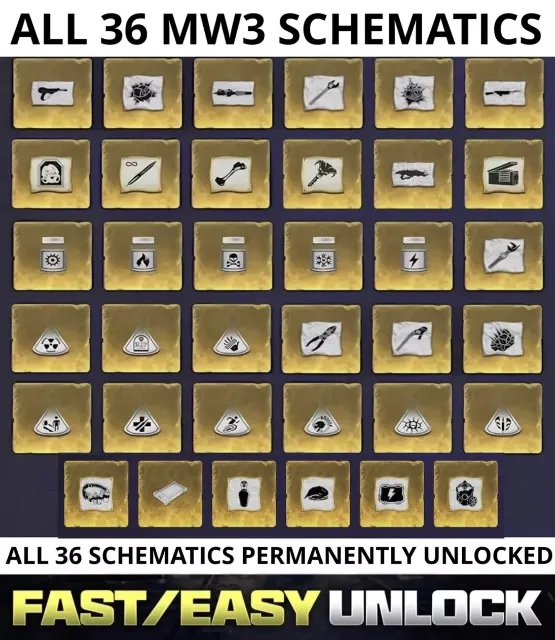 MW3 Zombies All 36 Schematics - Call of Duty Game Items - Gameflip