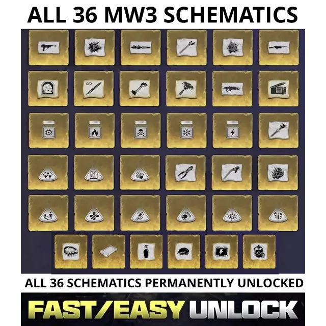 MW3 Zombies All 36 Schematics - Call of Duty Game Items - Gameflip