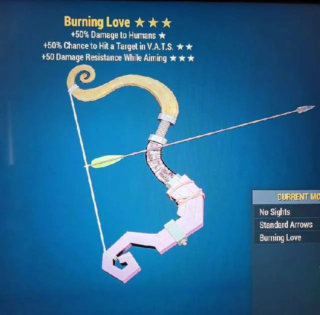 Burning Love Bow - Fallout 76 Game Item - Gameflip