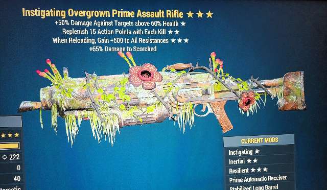 Instigating Overgrown Prime Assault Rifle - Fallout 76 Game Item - Gameflip