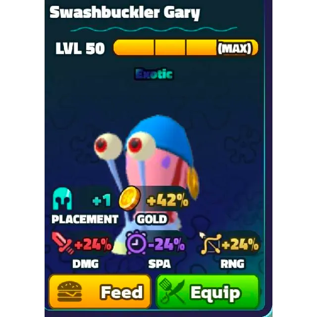 Swashbuckler Gary - SpongeBob Tower Defense Game Item - Gameflip