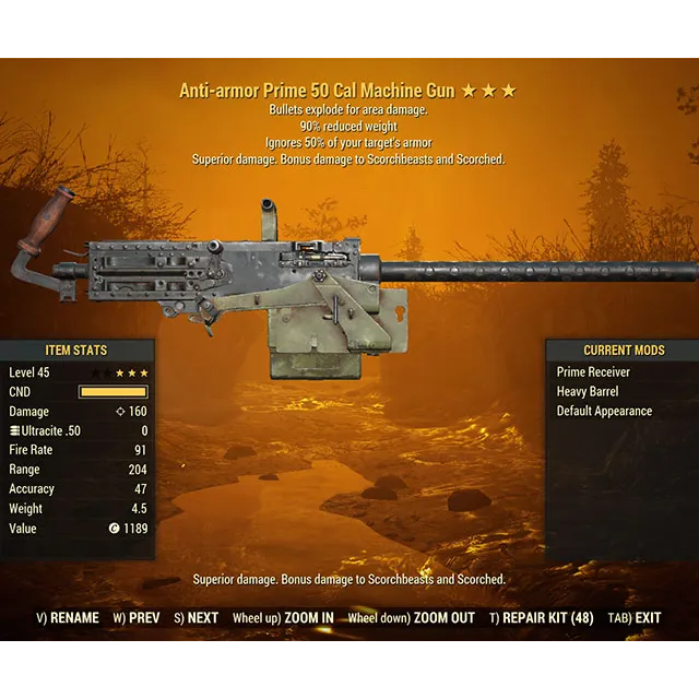 Anti-armor Explosive 50 Cal MG 90%RW - Fallout 76 Game Items - Gameflip