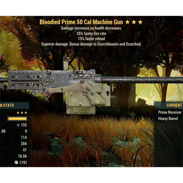 Bloodied 50 Cal Machine Gun B2515r - Fallout 76 Game Item - Gameflip