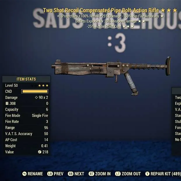 Weapon | TSE25 Pipe Rifle - Fallout 76 Game Item - Gameflip