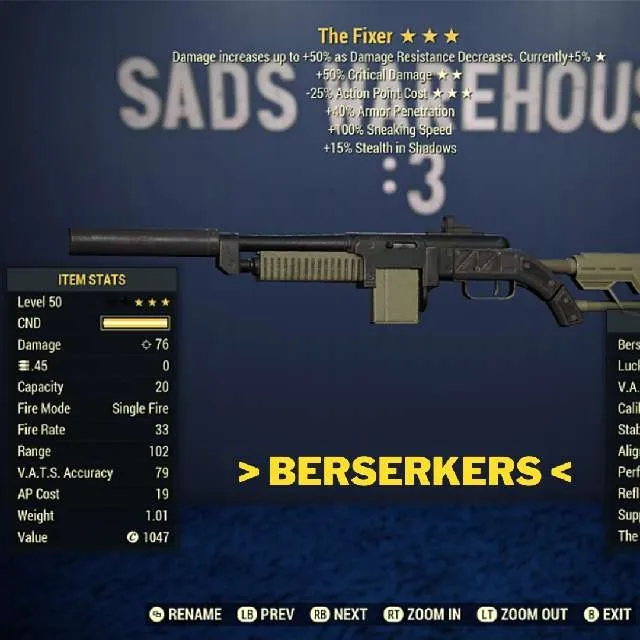 Weapon | B5025 Fixer - Fallout 76 Game Items - Gameflip