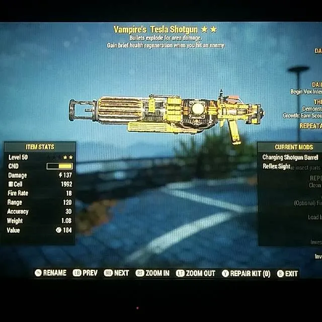 Weapon | VE Tesla Shotgun - Fallout 76 Game Item - Gameflip