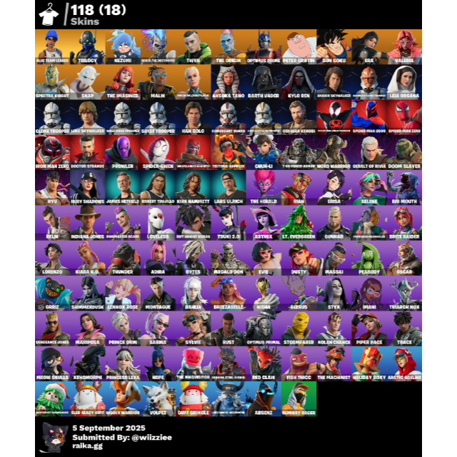 Fortnite Account - 118 Skins - Star wars skins - Gwen Stacy - Chun li ...