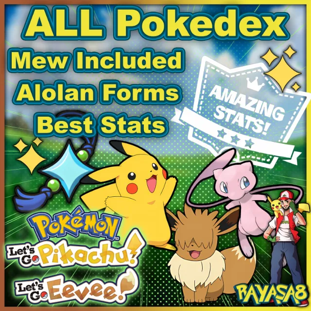 Complete Pokedex and Alolan Forms Pokemons Lets Go Pikachu and Eevee ...