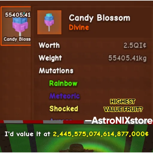 2.4Qi CANDY BLOSSOM ( 1 FRUIT | 55,405.41kg! ) GROW A GARDEN SHECKLES - Grow a Garden Game Item ...
