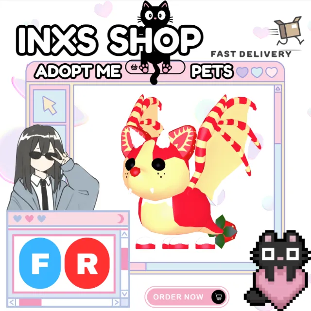 FR STRAWBERRY SHORTCAKE BAT DRAGON - Adopt Me Game Item - Gameflip