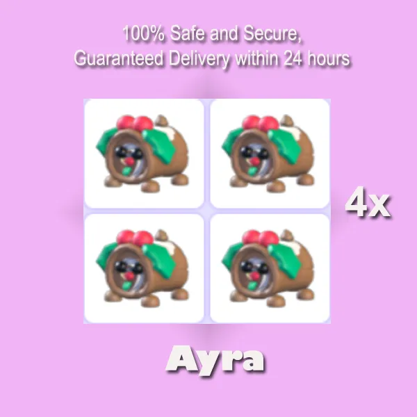 4x Yule Log Dog - Adopt Me Game Item - Gameflip
