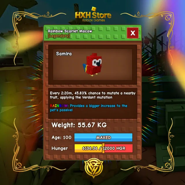 Huge Rainbow Scarlet Macaw - Roblox Game Item - Gameflip