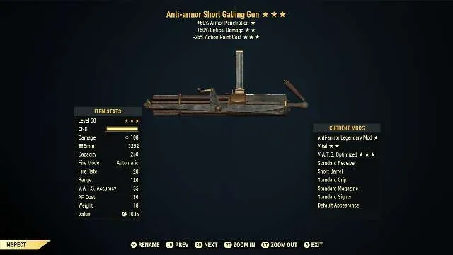 AA 50C 25 Gatling Gun - Fallout 76 Game Items - Gameflip