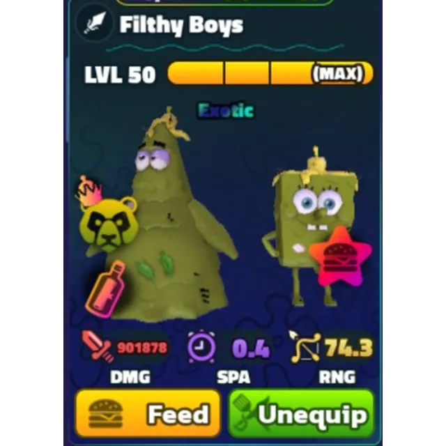 Filthy Boys (NC)(PP)(LV50) - Spongebob Tower Defense - Roblox Game Item ...