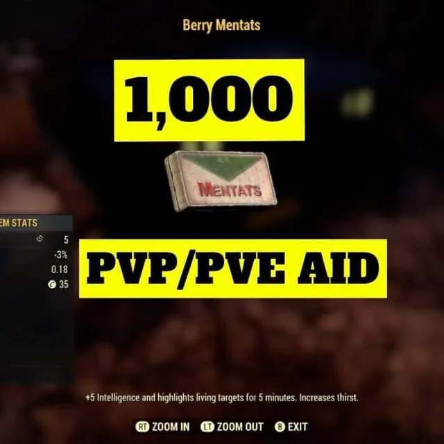 Berry Mentats - Fallout 76 Game Items - Gameflip