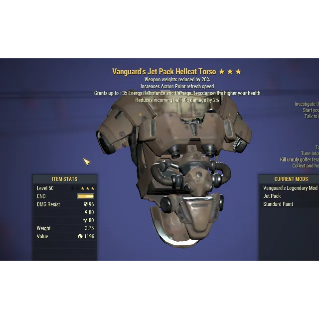 Vanguard Hellcat(5AP)(90% Weapon Weight Reduced)(PA)) - Fallout 76 Game ...