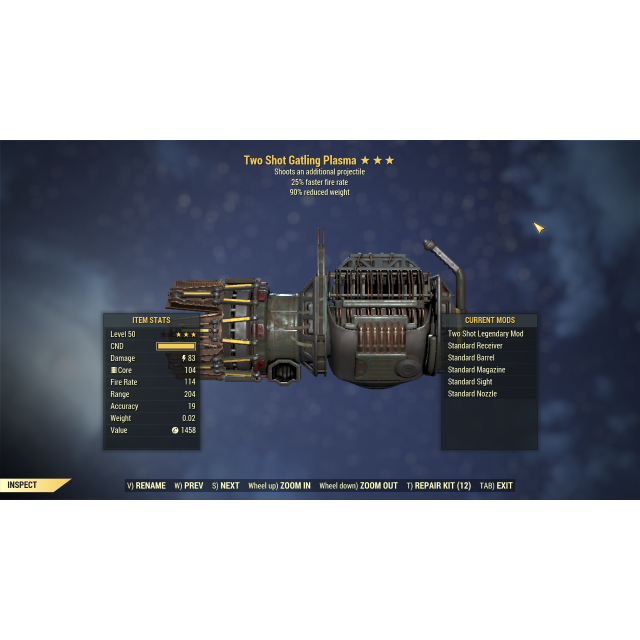 (Bundle)Gatling Plasma 25% Faster Fire Rate (90% reduced weight)(AA25 ...