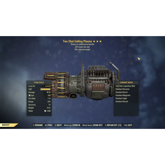 (Bundle)Gatling Plasma 25% Faster Fire Rate (90% reduced weight)(AA25 ...
