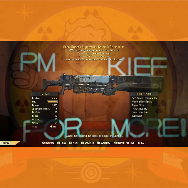 Weapon | ⭐⭐⭐E 5025 Gauss Rifle💥 - Fallout 76 Game Items - Gameflip