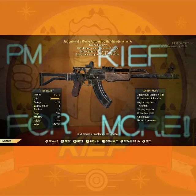 ⭐⭐⭐Juggernaut`s EXP B50S Handmade - Fallout 76 Game Item - Gameflip