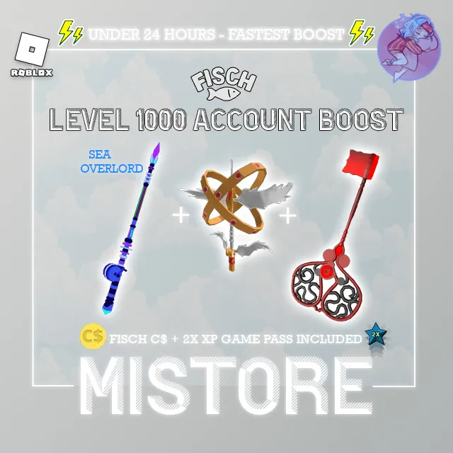 LEVEL 1000 ACCOUNT BOOST / CARRY - FISCH - Fisch Game Account - Gameflip