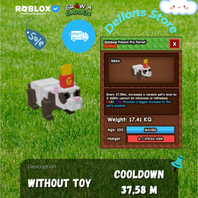 🌈RAINBOW FRENCH FRY FERRET AGE 100 | GAG - Grow a Garden Game Item ...