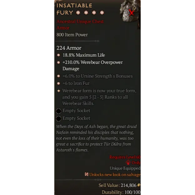 Diablo 4 S10 Season 10 4GA Insatiable Fury Special affix max roll 5 D4 ...