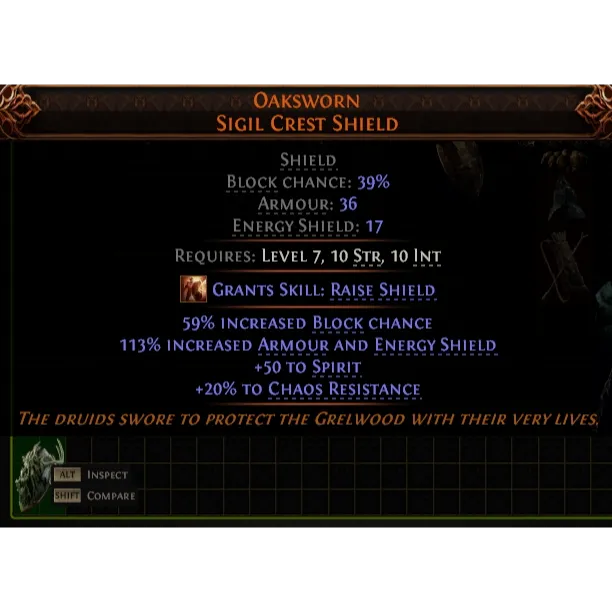 Path of Exile 2 Early Access Softcore Oaksworn Sigil Crest Shield 113% ...