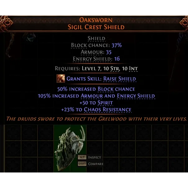 Path of Exile 2 Early Access Softcore Oaksworn Sigil Crest Shield High ...