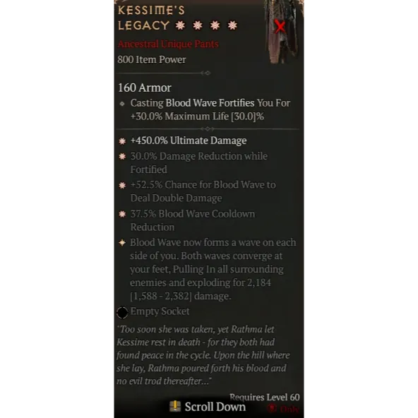 S8 4GA Kessime's Legacy sepcial affix high roll Diablo 4 - Diablo IV Game Item - Gameflip