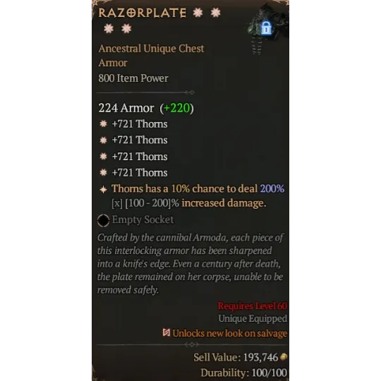 S9 Razorplate 4GA special affix max roll 200% Diablo 4 - Diablo IV Game ...