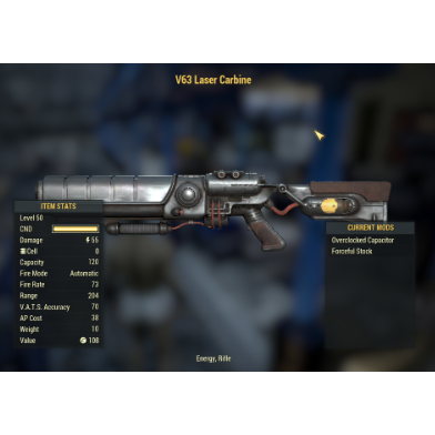All 9 Plans V63 Laser Carbine All Plans + Weapon - Fallout 76 Game Item ...