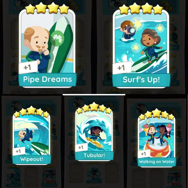 S17 Monopoly Go Pipe Dream, Surf's Up! , Wipeout, Tubular, Walking on ...