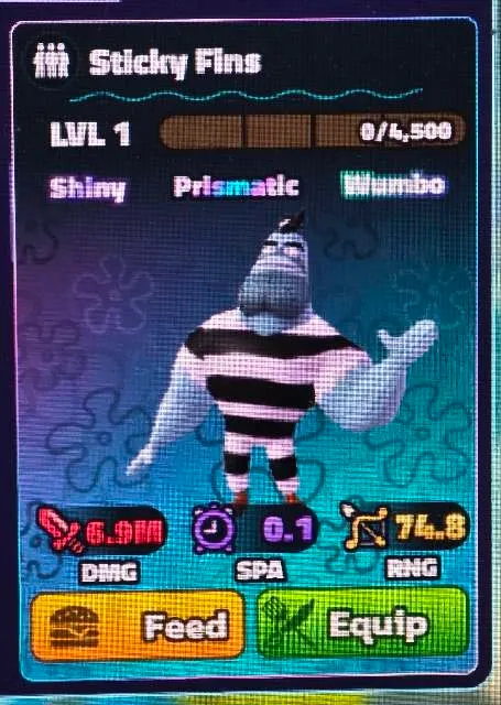 Sticky Fins Shiny Wumbo - SpongeBob Tower Defense Game Item - Gameflip