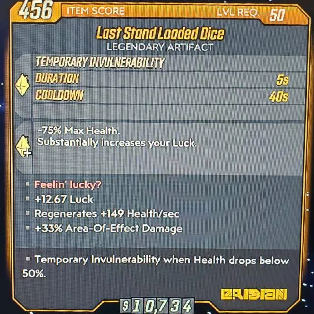 Artifact | Last Stand Loaded Dice - Borderlands 3 Game Items - Gameflip