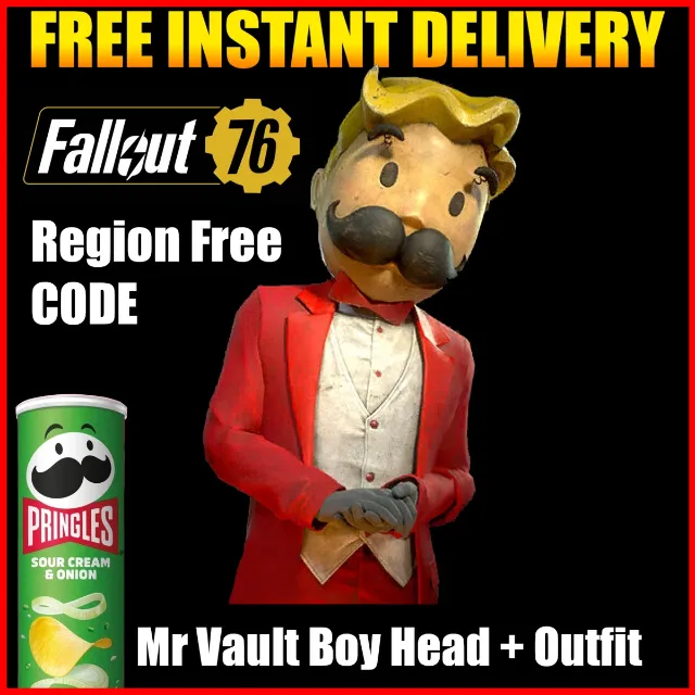 Fallout 76 in-game Mr. Vault Boy Outfit I and Mr. Vault Boy Mascot Head ...