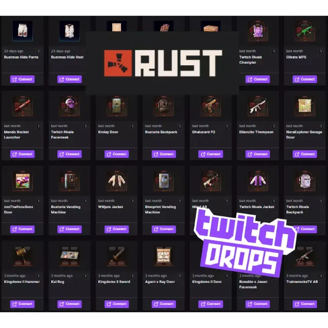 Rust Twitch Drops - Round 35 + 36 + 37 + 38 - 53 Items/Skins - Other ...
