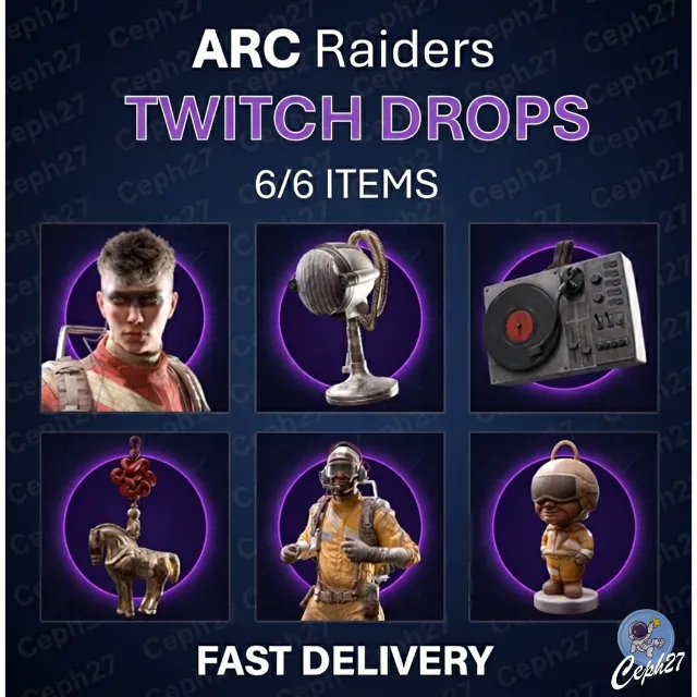 ARC Raiders Twitch Drops - 3x Backpack Charm + Eye Band + Vintage Mic ...