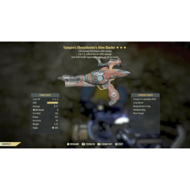 Vampires vats alien blaster - Fallout 76 Game Items - Gameflip