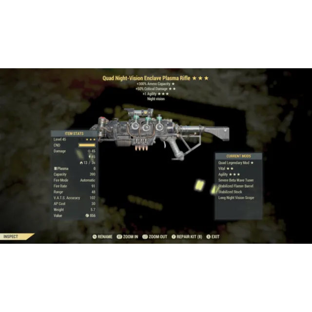 Quad vats crit Enclave - Fallout 76 Game Items - Gameflip