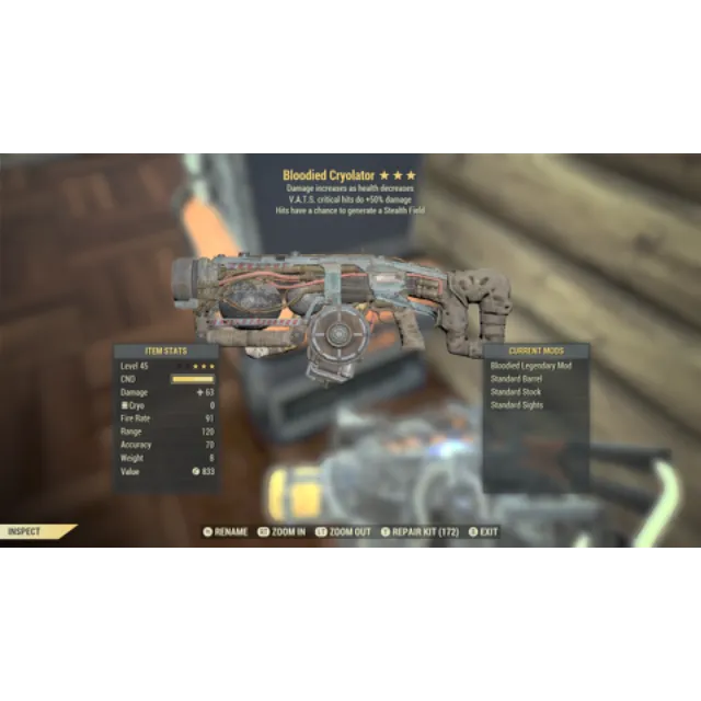 Bloodied vats Cryolator - Fallout 76 Game Items - Gameflip