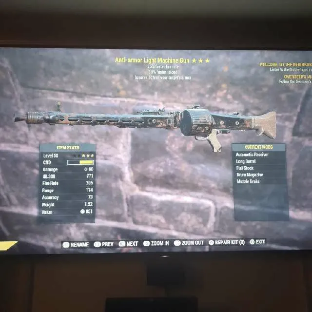 Weapon | AA 25FFR 15FR LMG - Fallout 76 Game Items - Gameflip