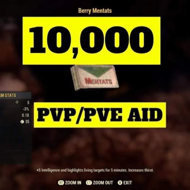 Berry mentats - Fallout 76 Game Items - Gameflip